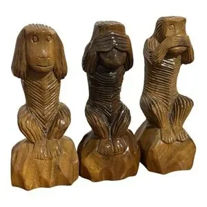 Vintage | Art | Hand Carved 3 Wise Monkeys Wooden Hear No Evil See No ...